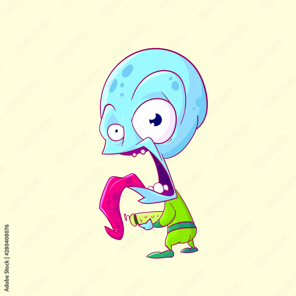 Cartoon vector Alien with shocked face Stock Vector | Adobe Stock