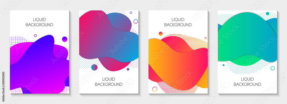 Set of 4 abstract modern graphic liquid elements. Dynamical different ...