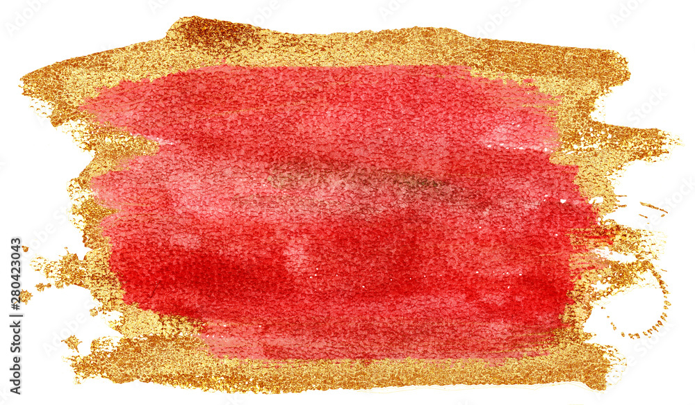 Coloured Watercolor Background. Red and gold brush strokes Stock ...