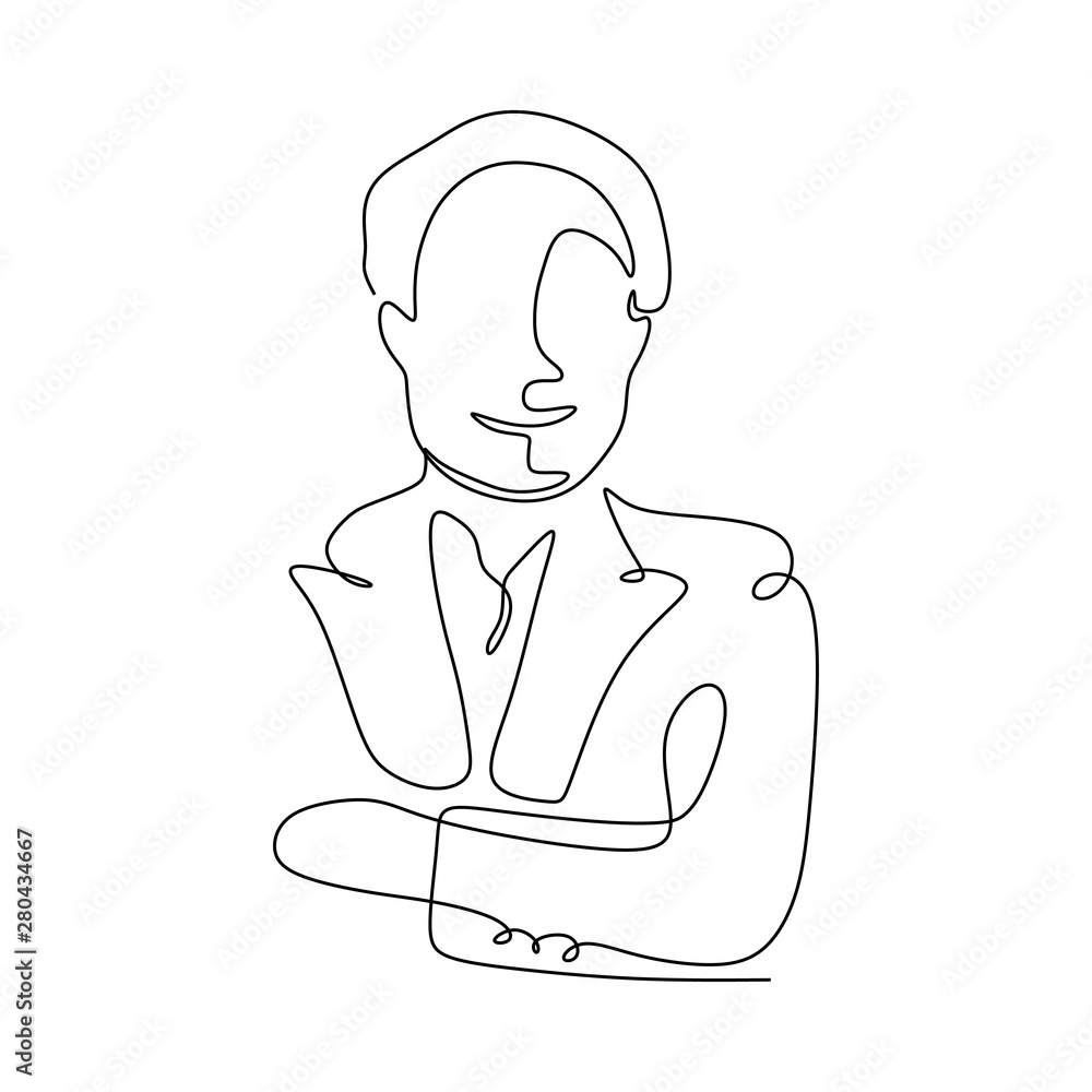 Old man continuous line drawing of portrait an adult guy Stock Vector ...