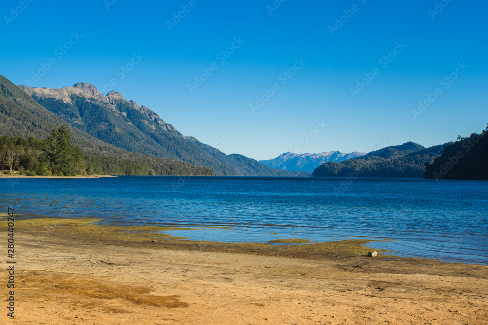Lake Traful. Patagonia, Argentina. Pier on Lake Traful. Villa Traful ...
