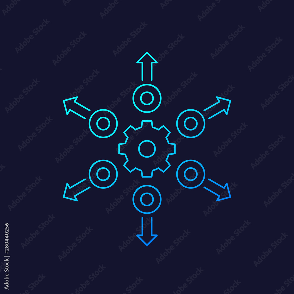 distribution linear icon with gear Stock Vector | Adobe Stock