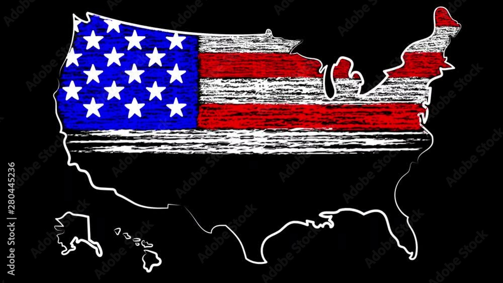 Pittsburgh Animation. USA the name of the country. Coloring the map and ...