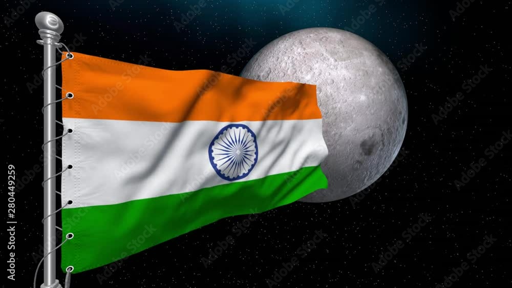 India moon mission symbol. Indian flag in the space. 3d animation vídeo ...