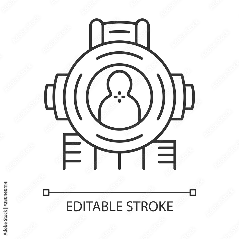 Shooting aim linear icon. Shooter from first person. Killer target ...