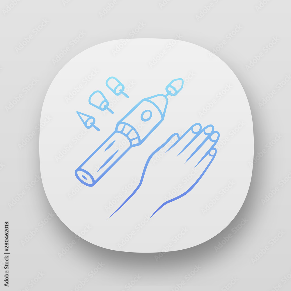 Electric manicure app icon. Electric nail file drill and nozzles ...