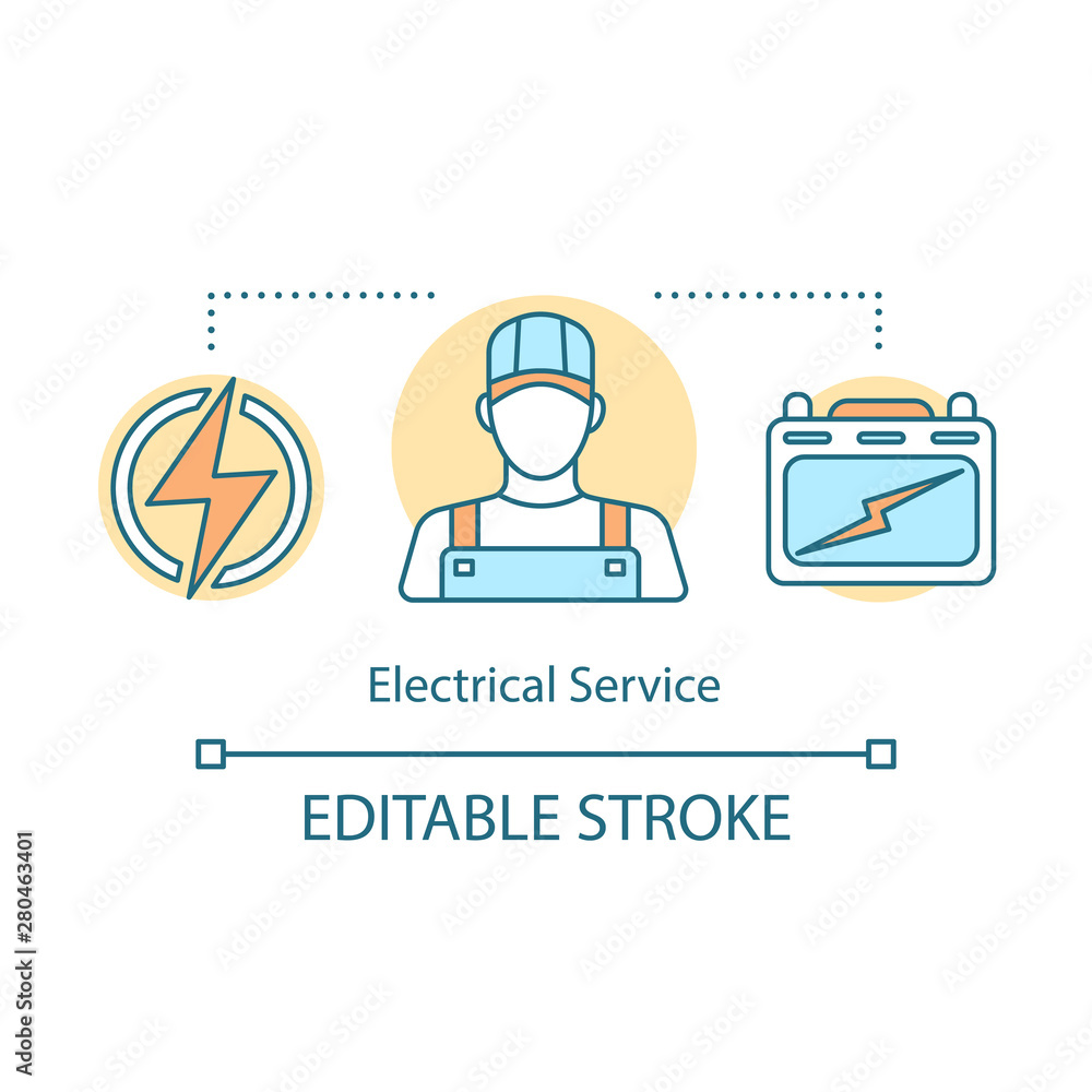 Electrical service concept icon. Professional electrician. Outlet ...