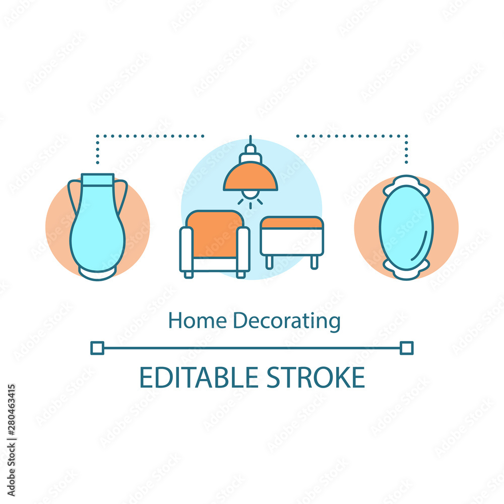 Home decorating concept icon. Dwelling beautify with ceramics and ...