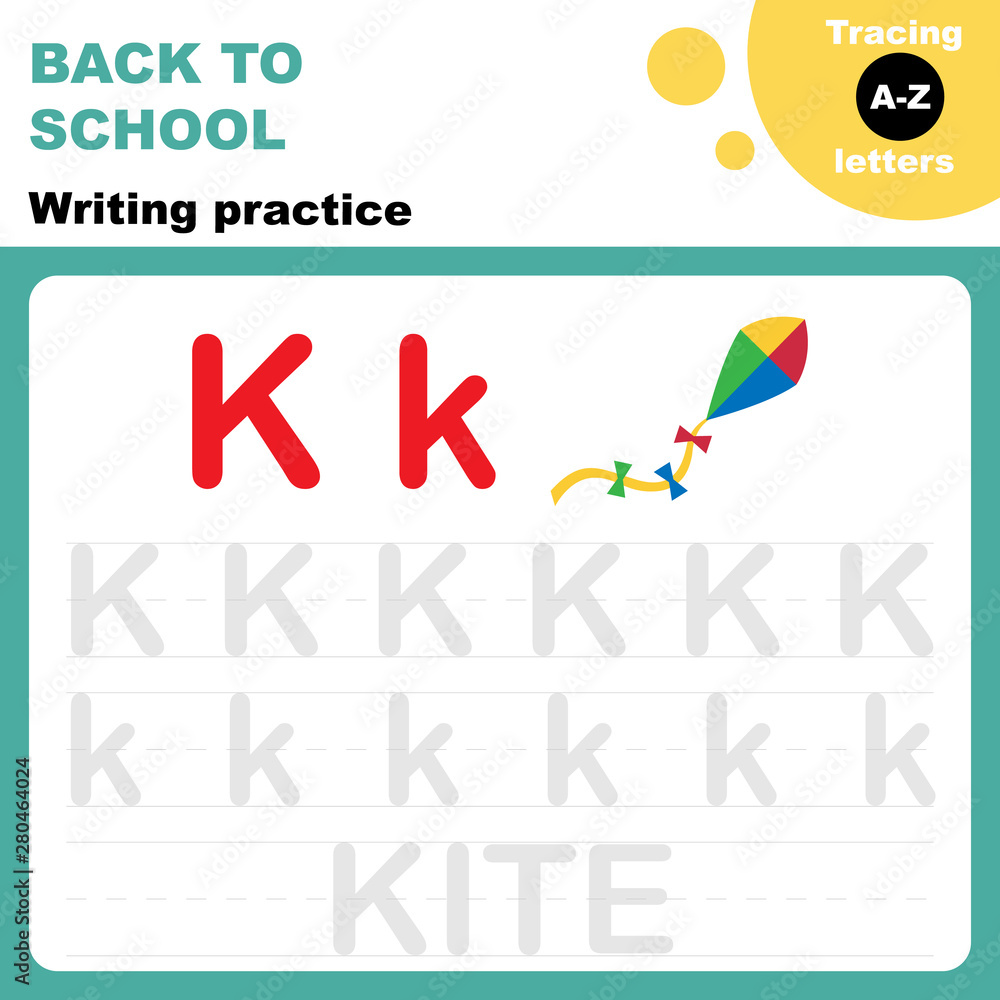 Vetor de Back to school. Writing practice worksheet. Tasing alphabet ...