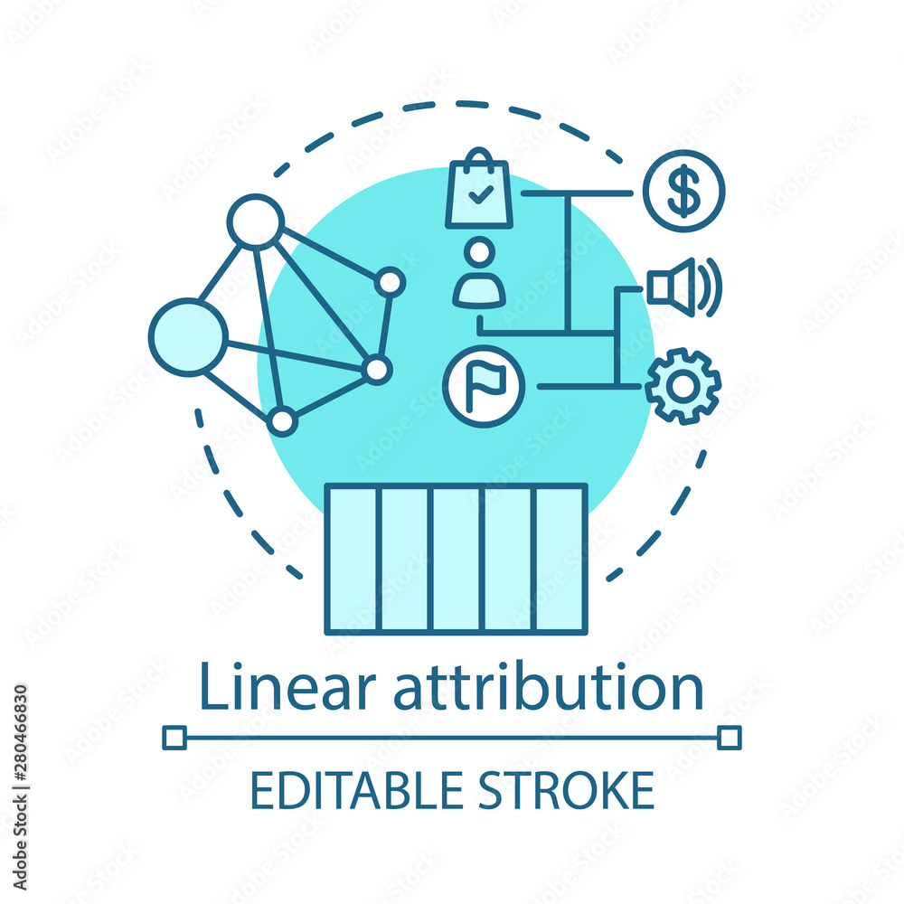 Linear attribution blue concept icon. Multi-touch attribution model ... Linear attribution blue concept icon. Multi-touch attribution model ...