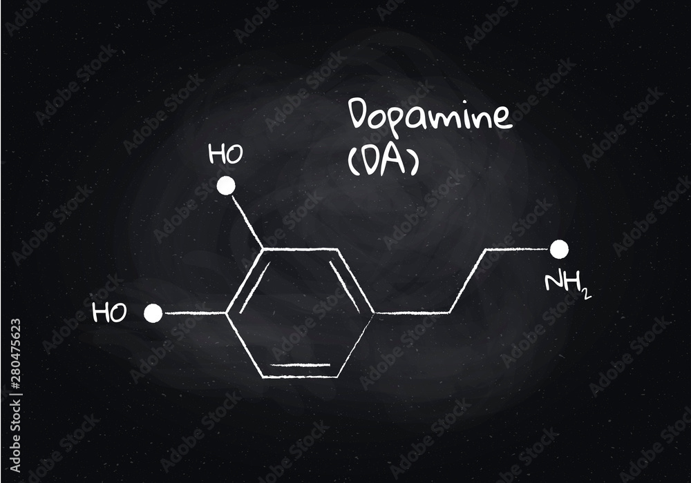 Vector dopamine structure banner illustration. Hormone associated with ...