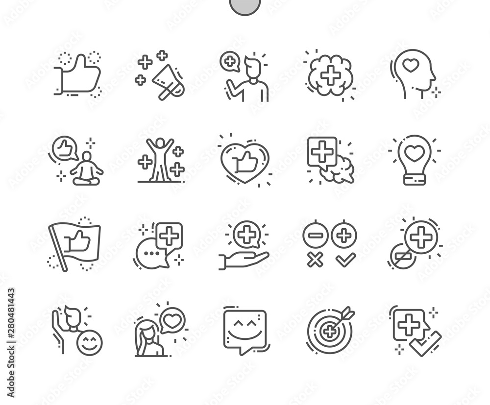 Positive thinking Well-crafted Pixel Perfect Vector Thin Line Icons 30 ...