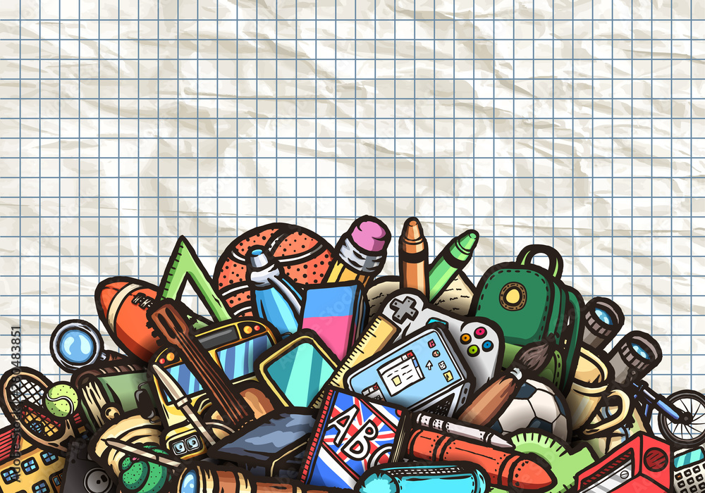 Vector conceptual education background in cartoon style. Stock Vector ...