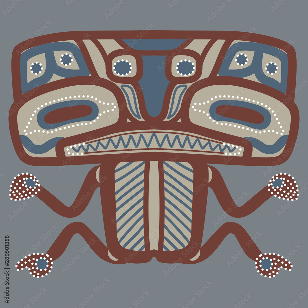 Native American animal motif of Tlingit indians. Totem bear ...