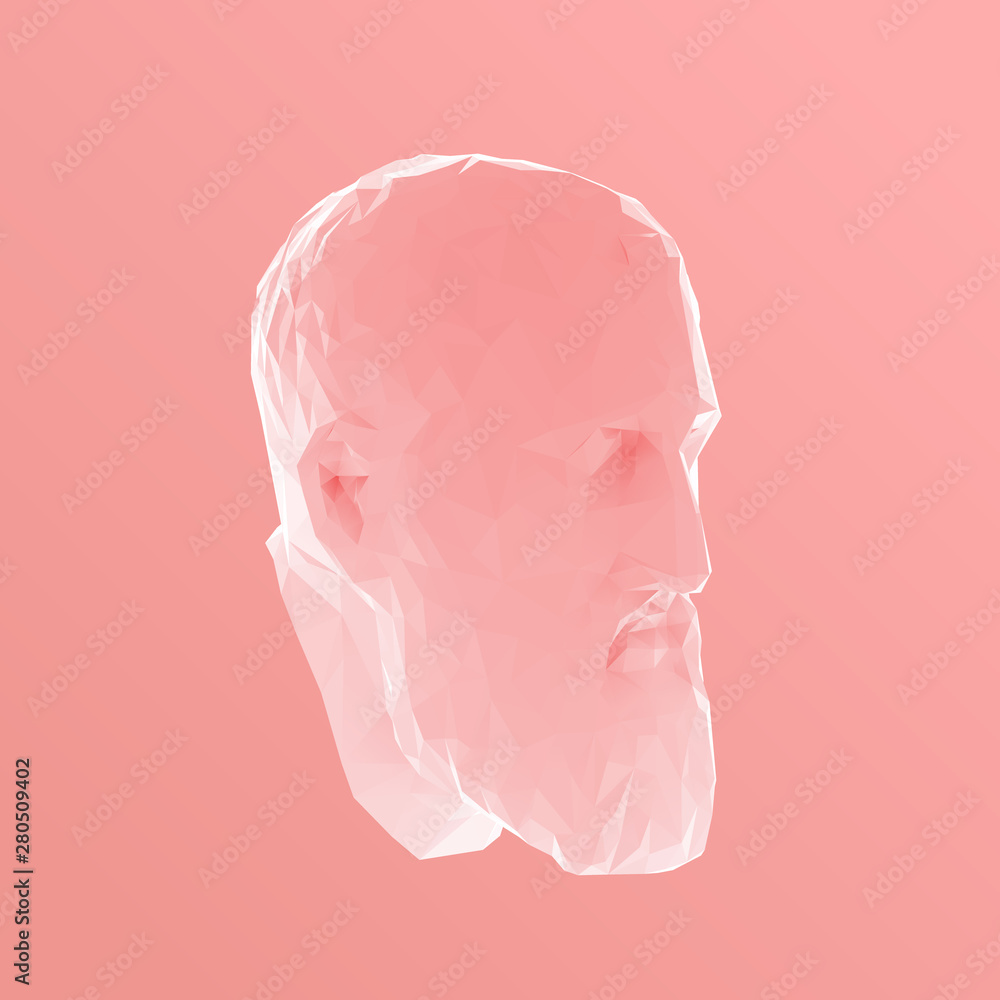 Romantic Zeno, Founder of Stoicism on Pink Background. Low Poly ...