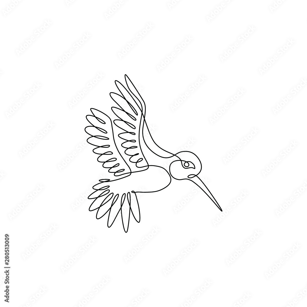 Tropical bird hummingbird continuous line drawing, tattoo, print for ...