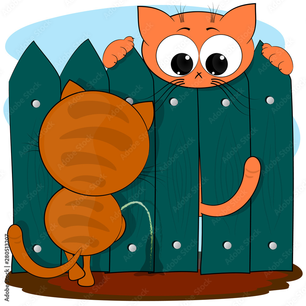 Two cats. cartoon cute comic vector illustration. Stock Vector | Adobe ...