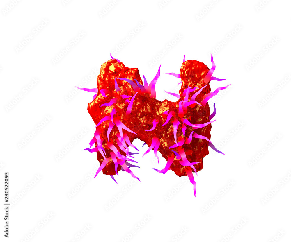 letter N of scary cosmic alphabet - red slime with purple tentacles ...