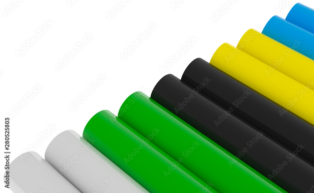 Tubes PVC pipes on white background illustration 3D rendering Stock ...