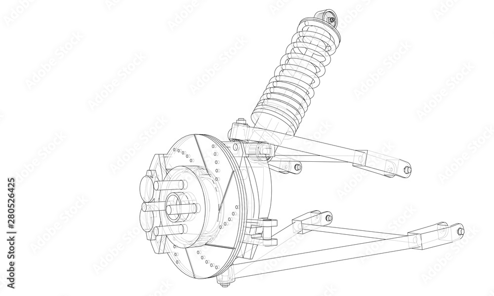 Car suspension with shock absorber. Vector Stock Vector | Adobe Stock