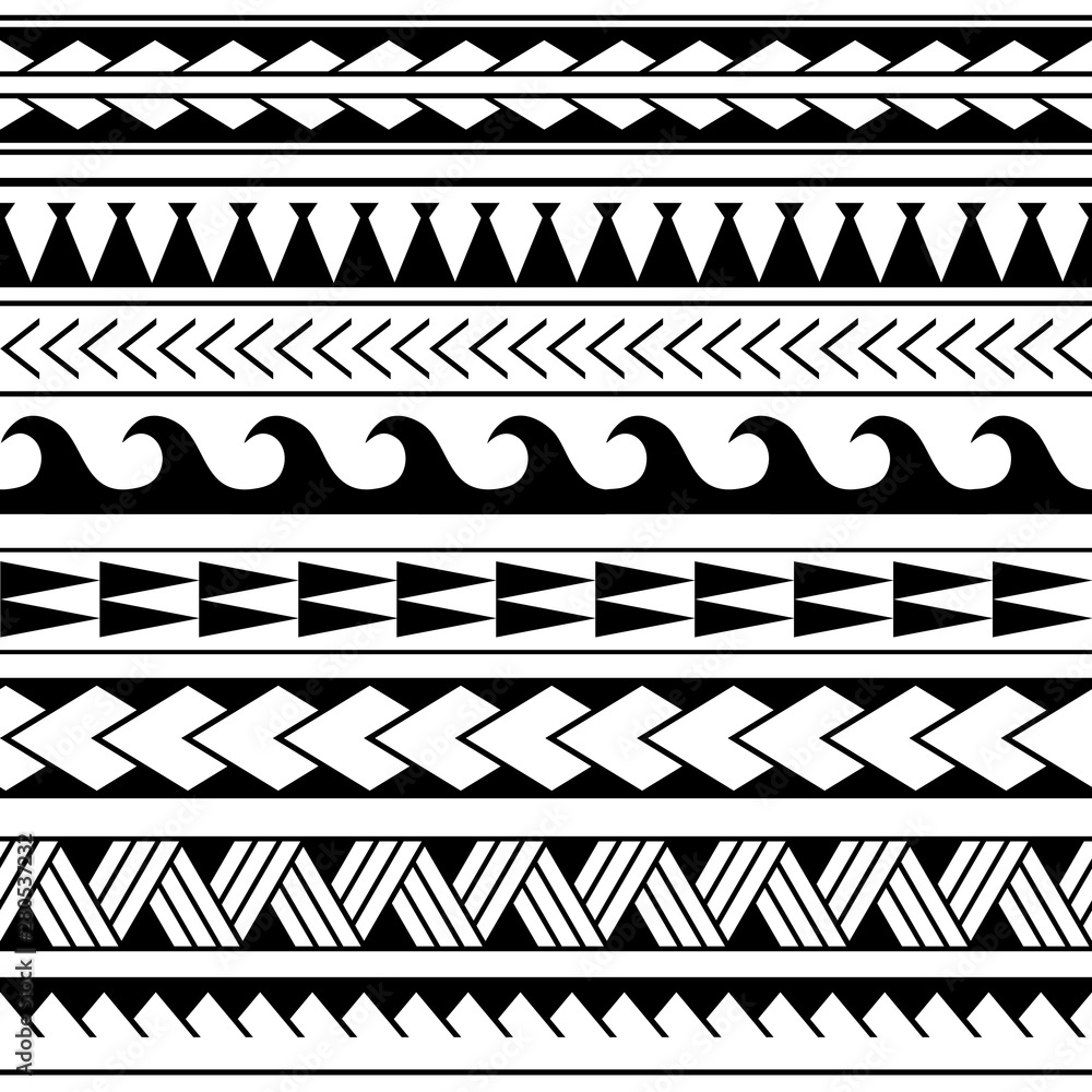 Vector ethnic seamless pattern in maori tattoo style. Geometric border ...