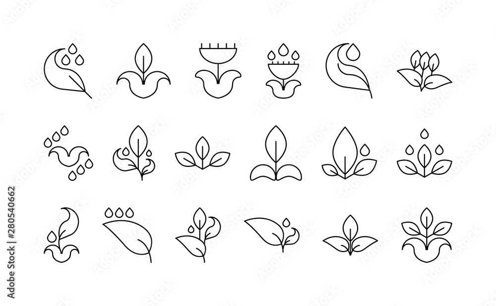 Agro logo icons set. Black and white contour isolated illustration ...