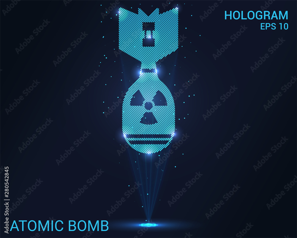 A hologram of the atomic bomb. A holographic projection of a nuclear ...