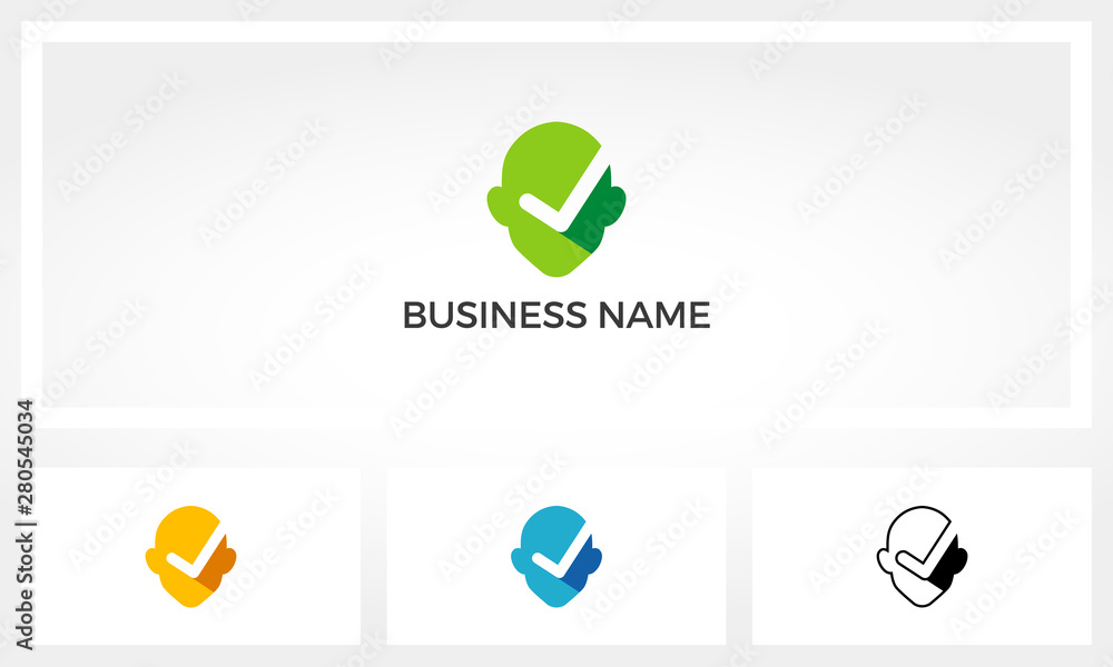 Human Head With Tick Check Logo Stock Vector | Adobe Stock