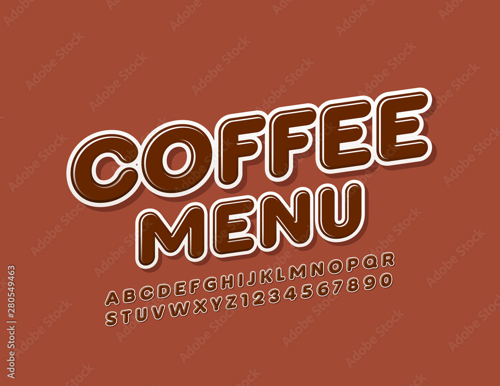 Vector modern template Coffee Menu with Uppercase Brown Font. Creative ...