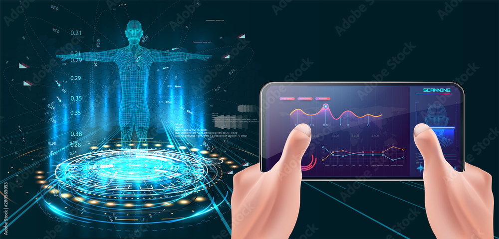Hud element ui medical examination. Display set of virtual interface ...