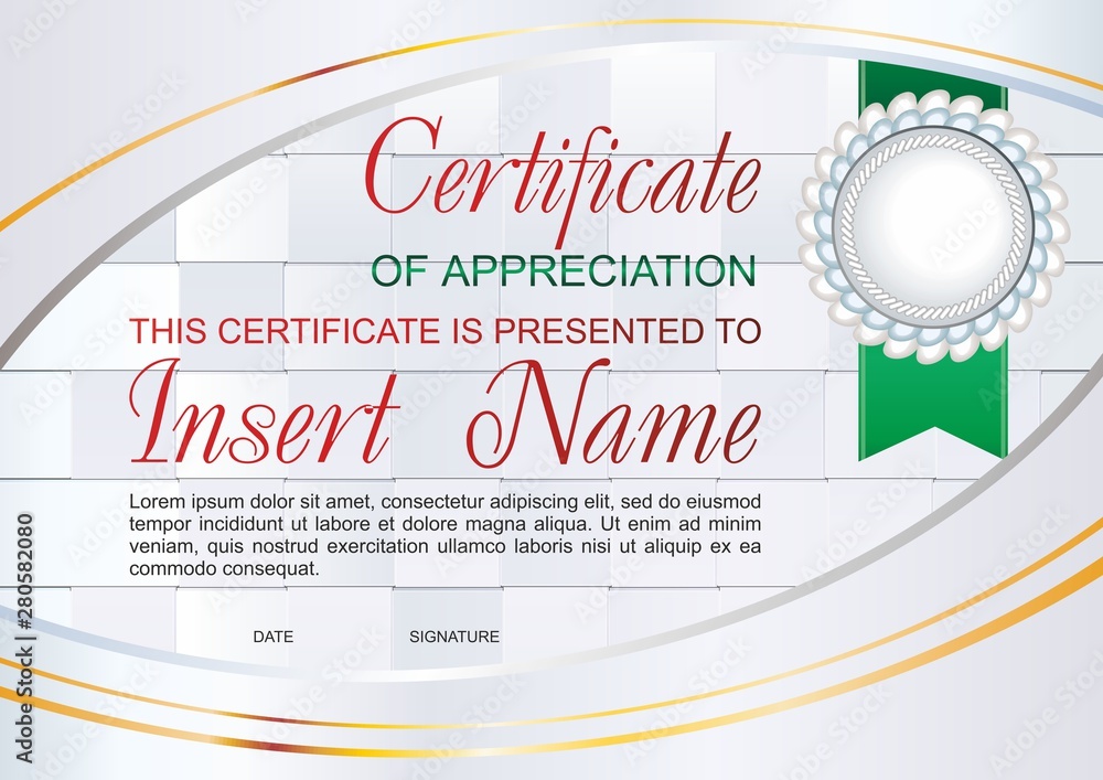 Vector template certificate of appreciation with colorful stripy ...