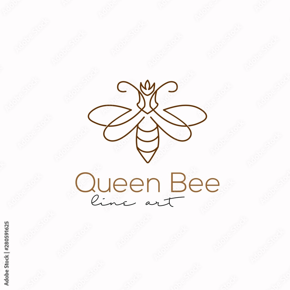 Queen Bee line art excluisve design inspiration Stock Vector | Adobe Stock