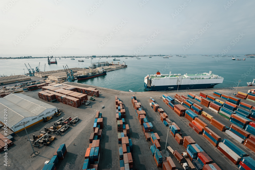 Containers in shipyard at port, Luanda, Angola Stock Photo | Adobe Stock
