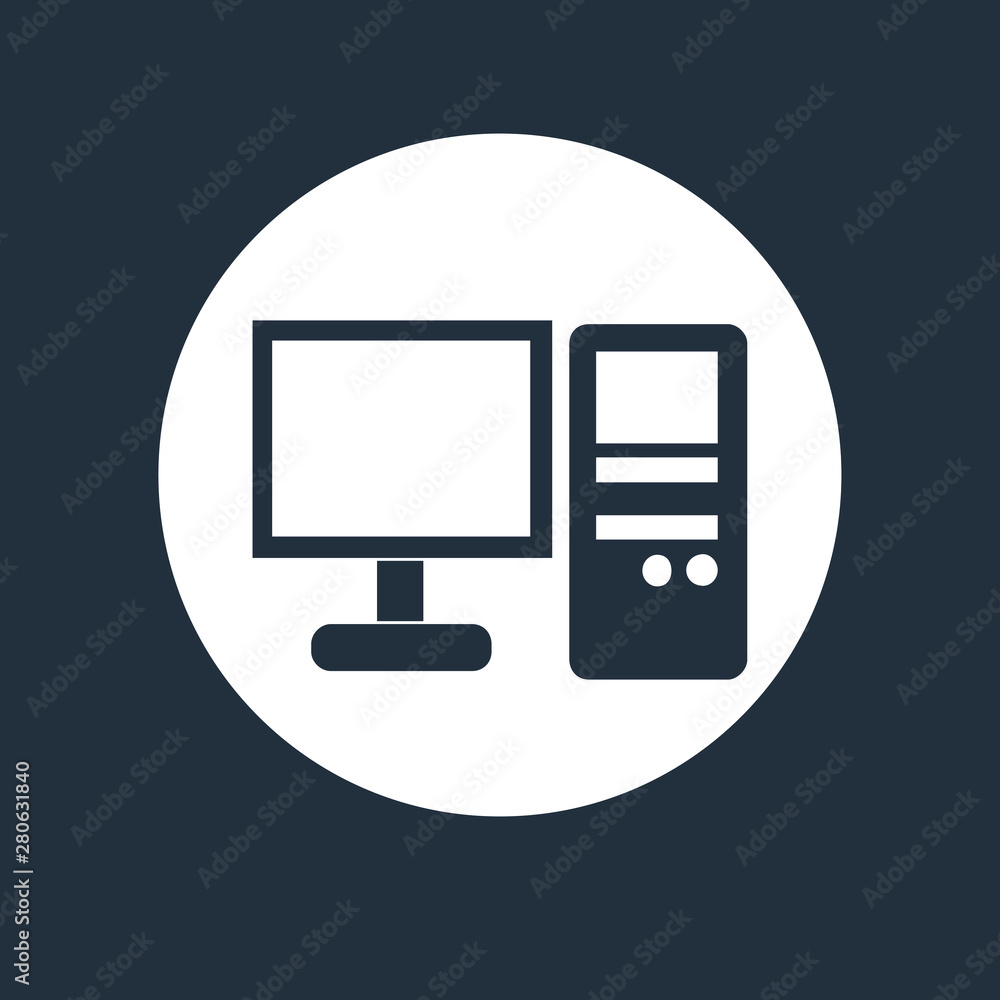 Home desktop computer personal PC flat vector icon for apps and ...