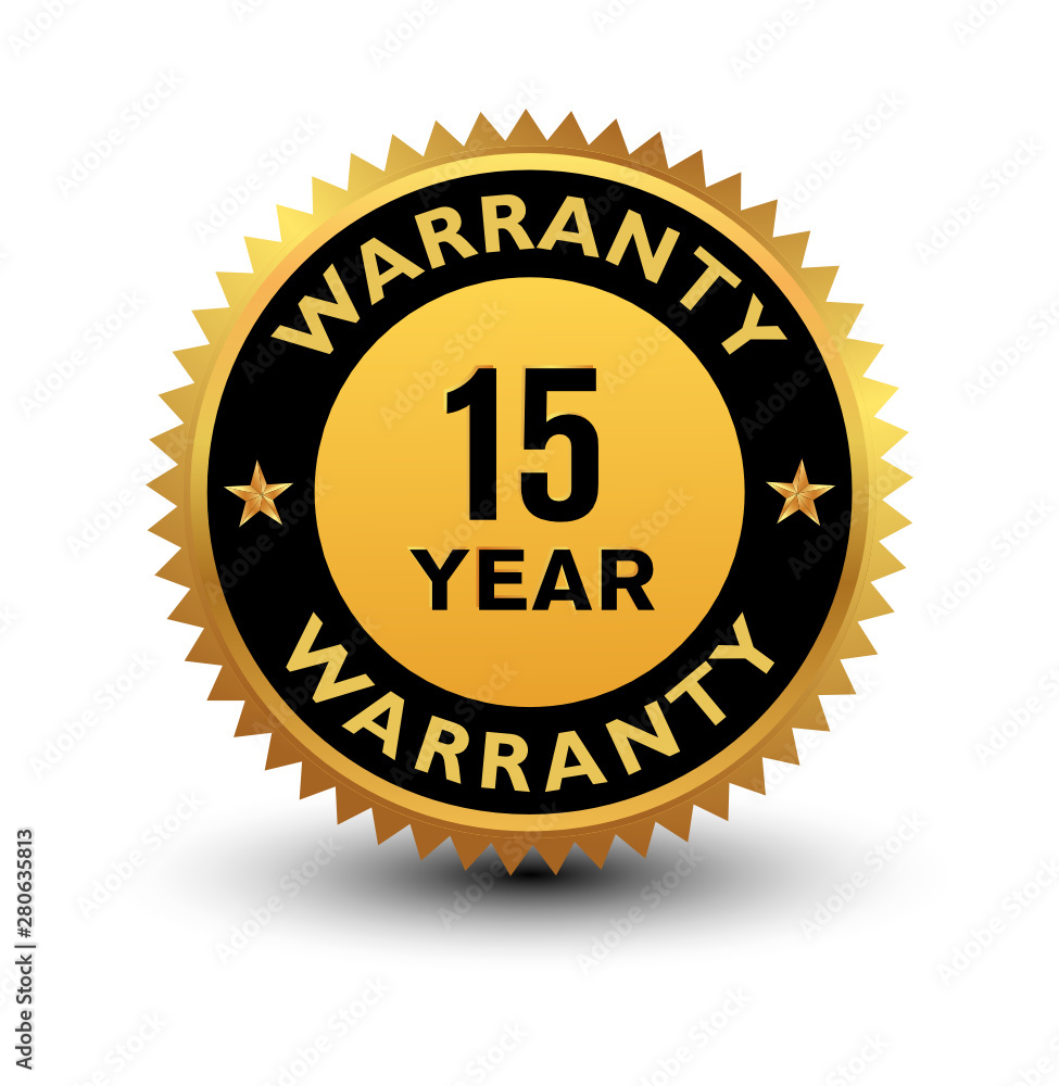 Heavy powerful high quality golden 15 year warranty badge, seal, stamp ...