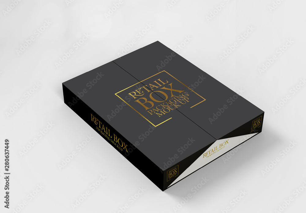 Closed Box with Fold Up Cover Mockup Stock Template | Adobe Stock