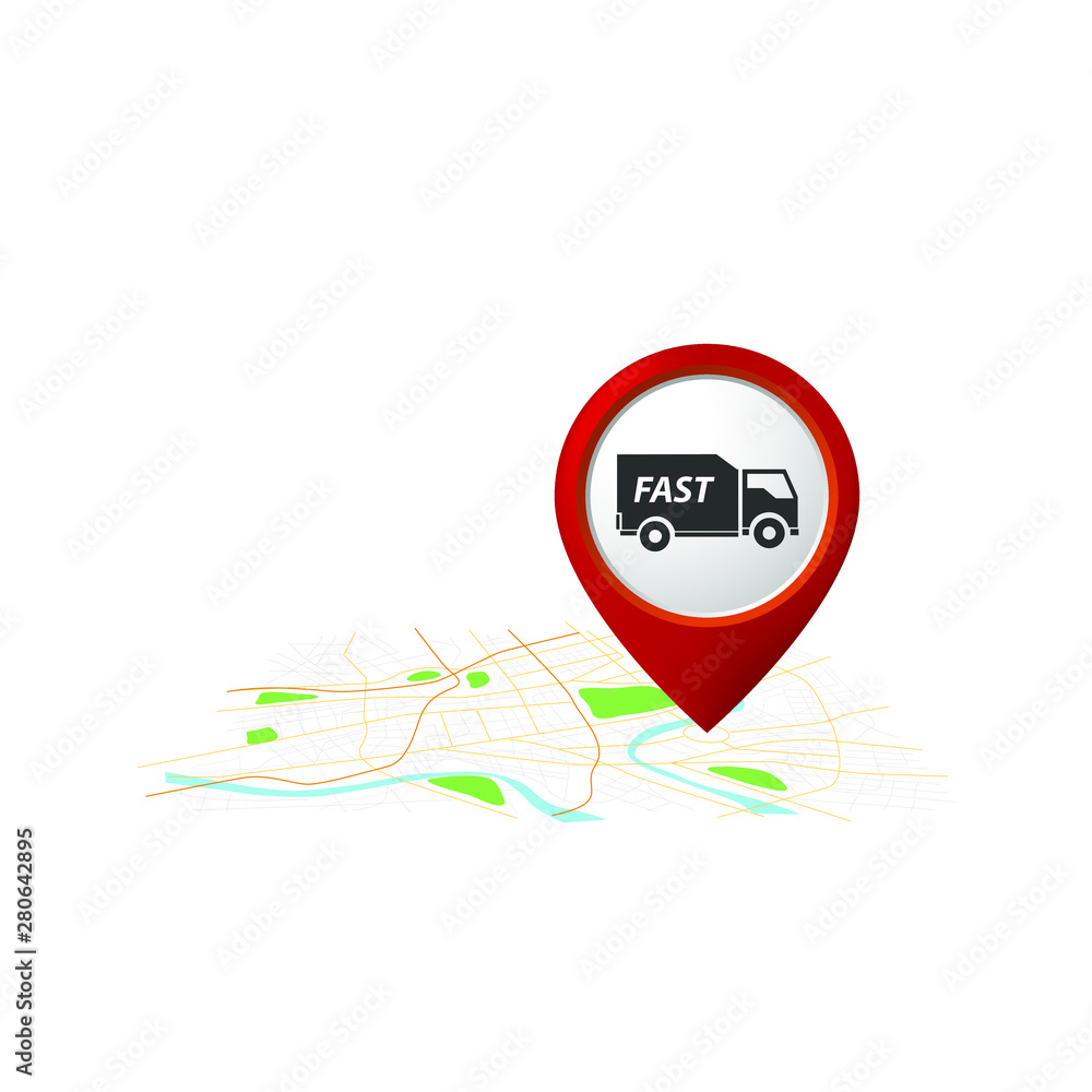 Map marker with truck symbol Stock Vector | Adobe Stock