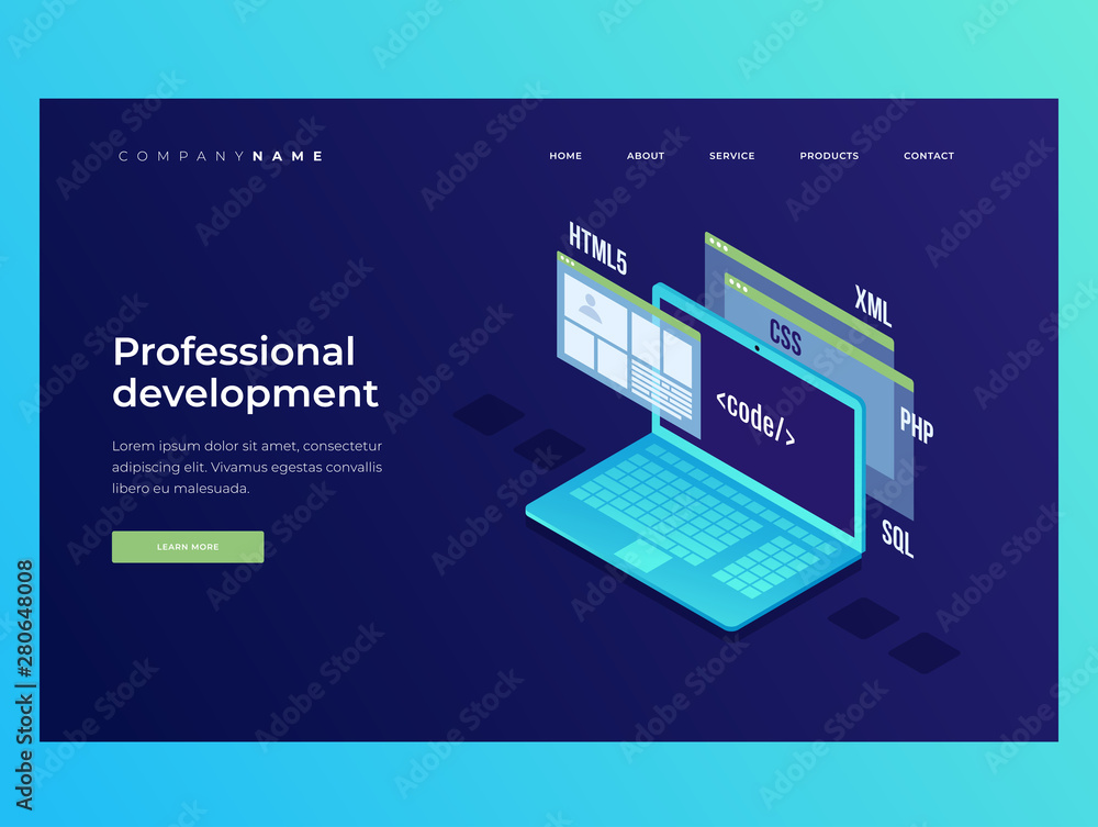 Header for website. Concept of web development, programming and coding ...