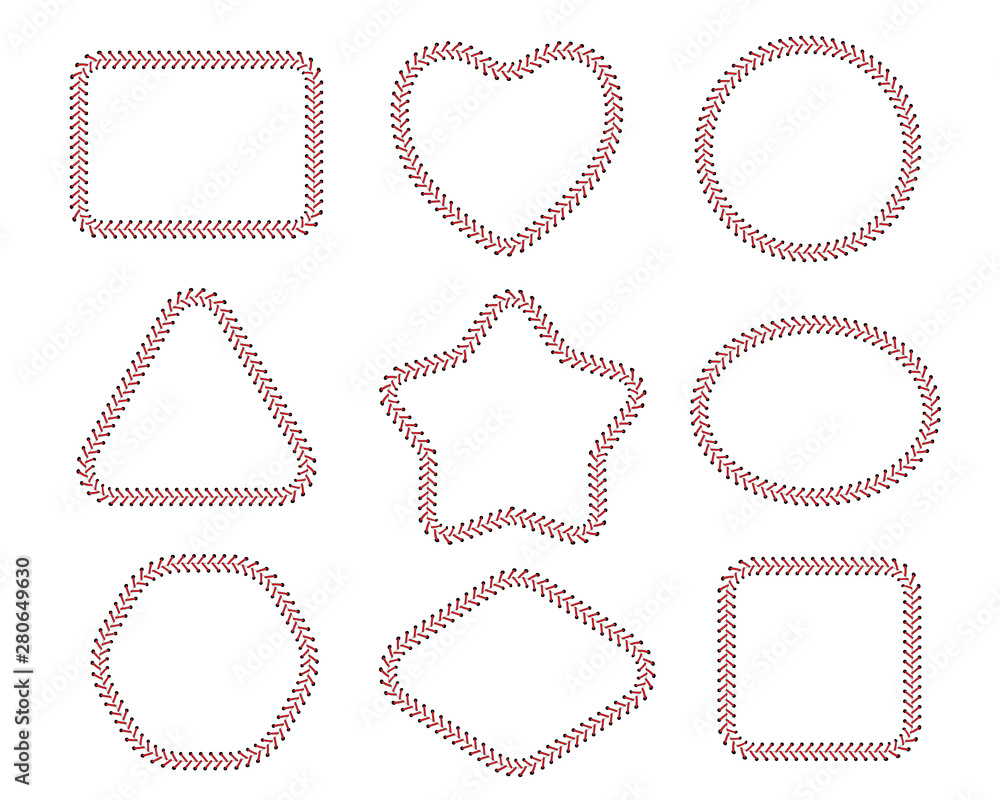 Stitch border brushes. Vector set Stock Vector | Adobe Stock