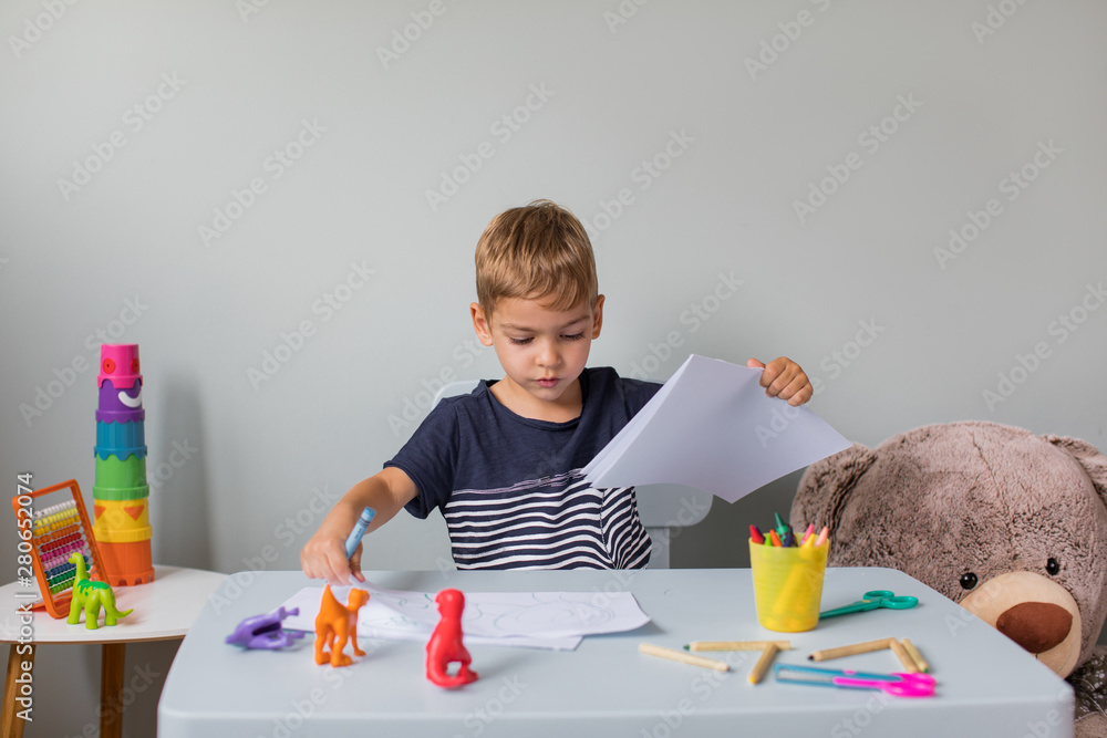 Cute Kid Colouring Stock Photo | Adobe Stock