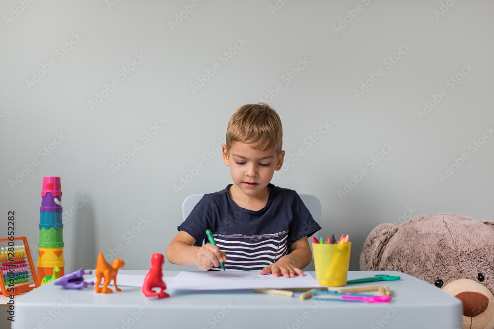 Cute Kid Colouring Stock Photo | Adobe Stock