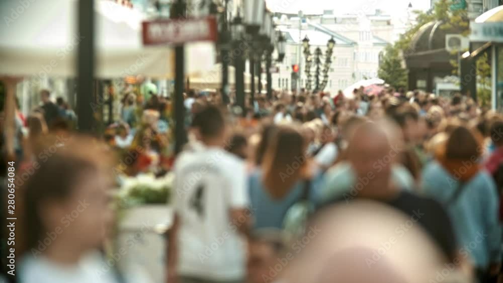 Big crowd of people walking on the streets - unfocused Stock Video ...