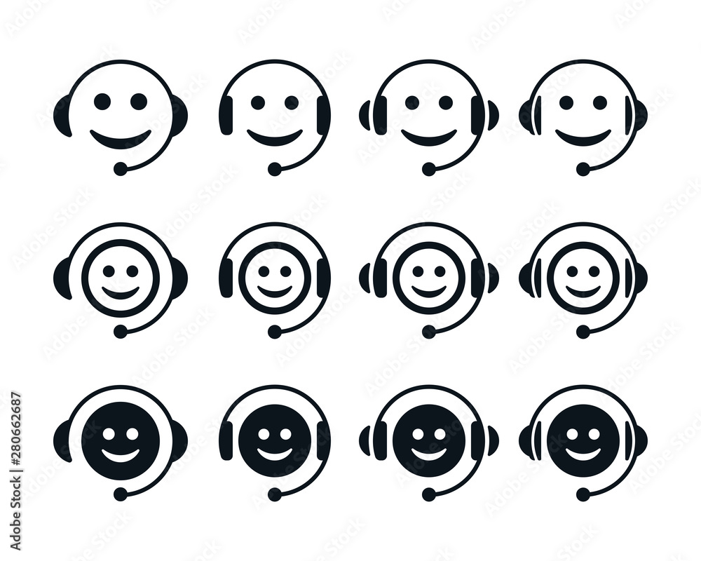 Call center emoticon symbols Stock Vector | Adobe Stock