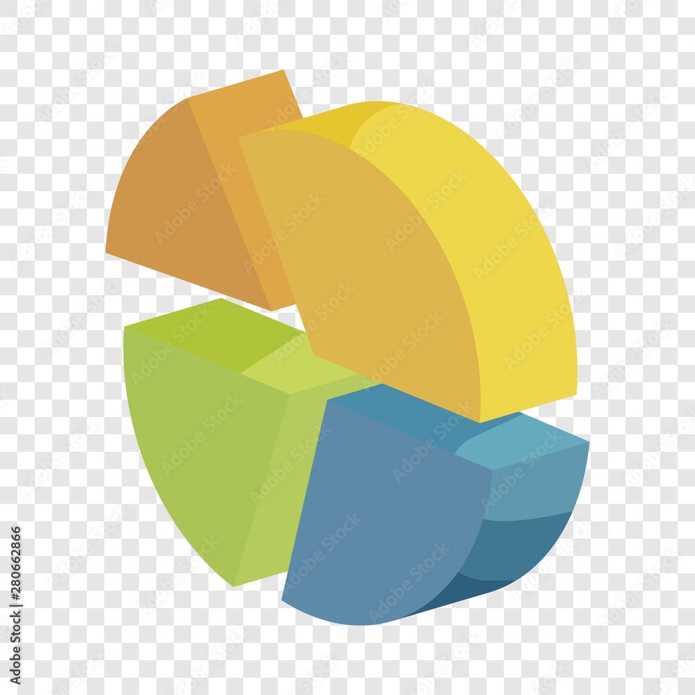 Circle divided into four parts icon. Cartoon illustration of circle ...