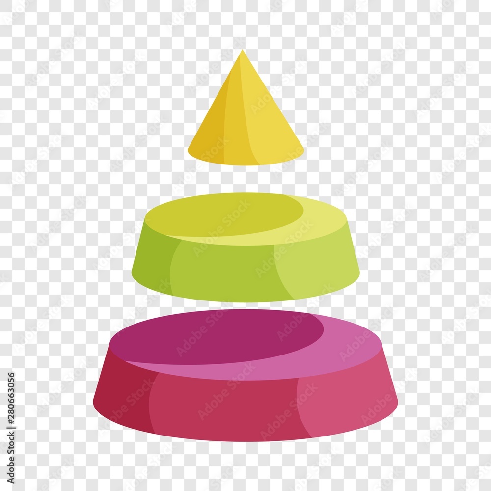 Pyramid divided into three colorful segment layers icon. Cartoon ...