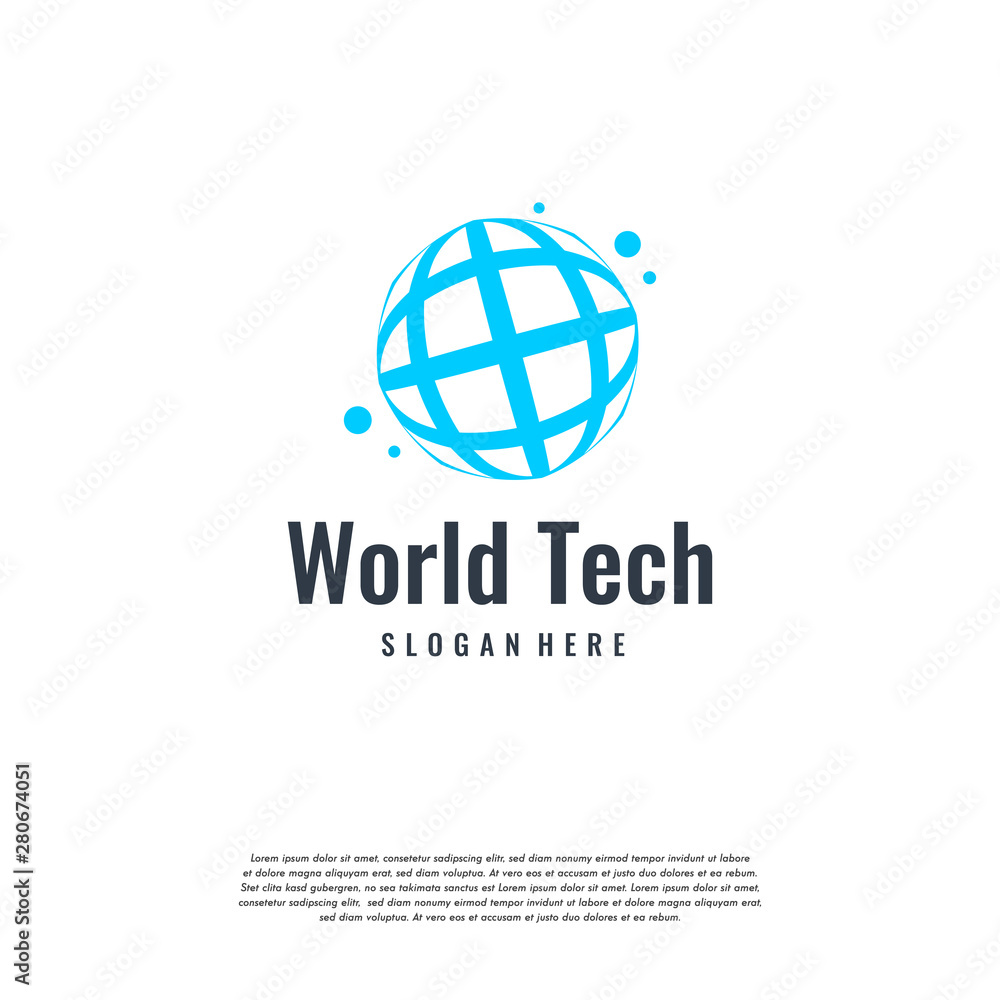 World Tech logo designs concept vector, Globe logo template symbol ...