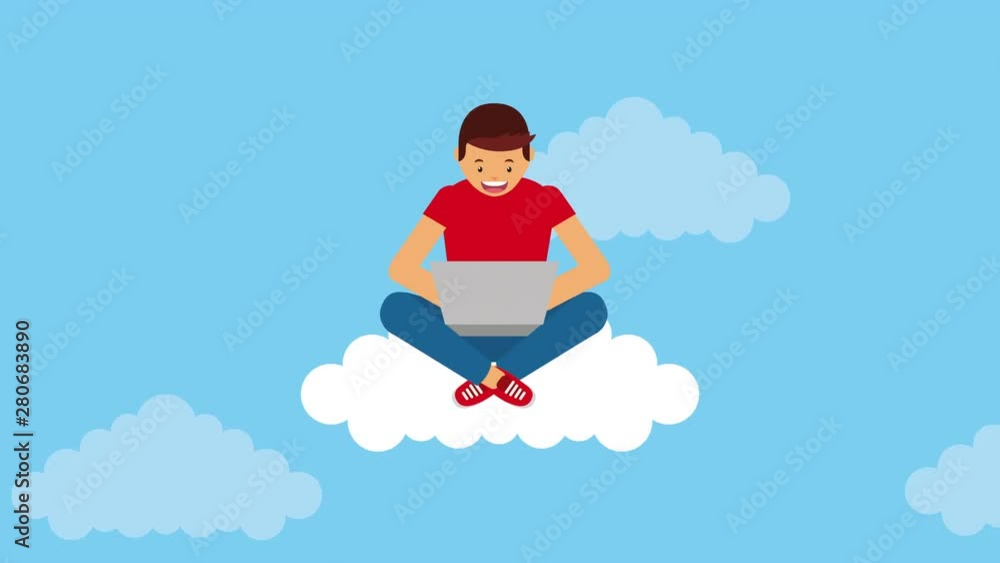 social media technology with man using laptop Stock Video | Adobe Stock