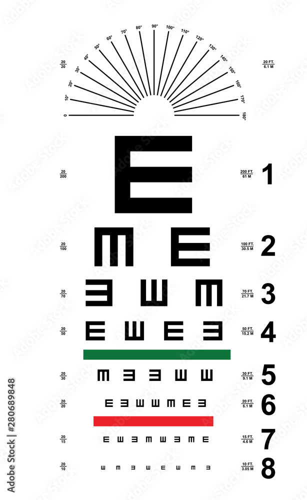 Tumbling E Eye Chart Snellen E Eye Chart vector Stock Vector | Adobe Stock