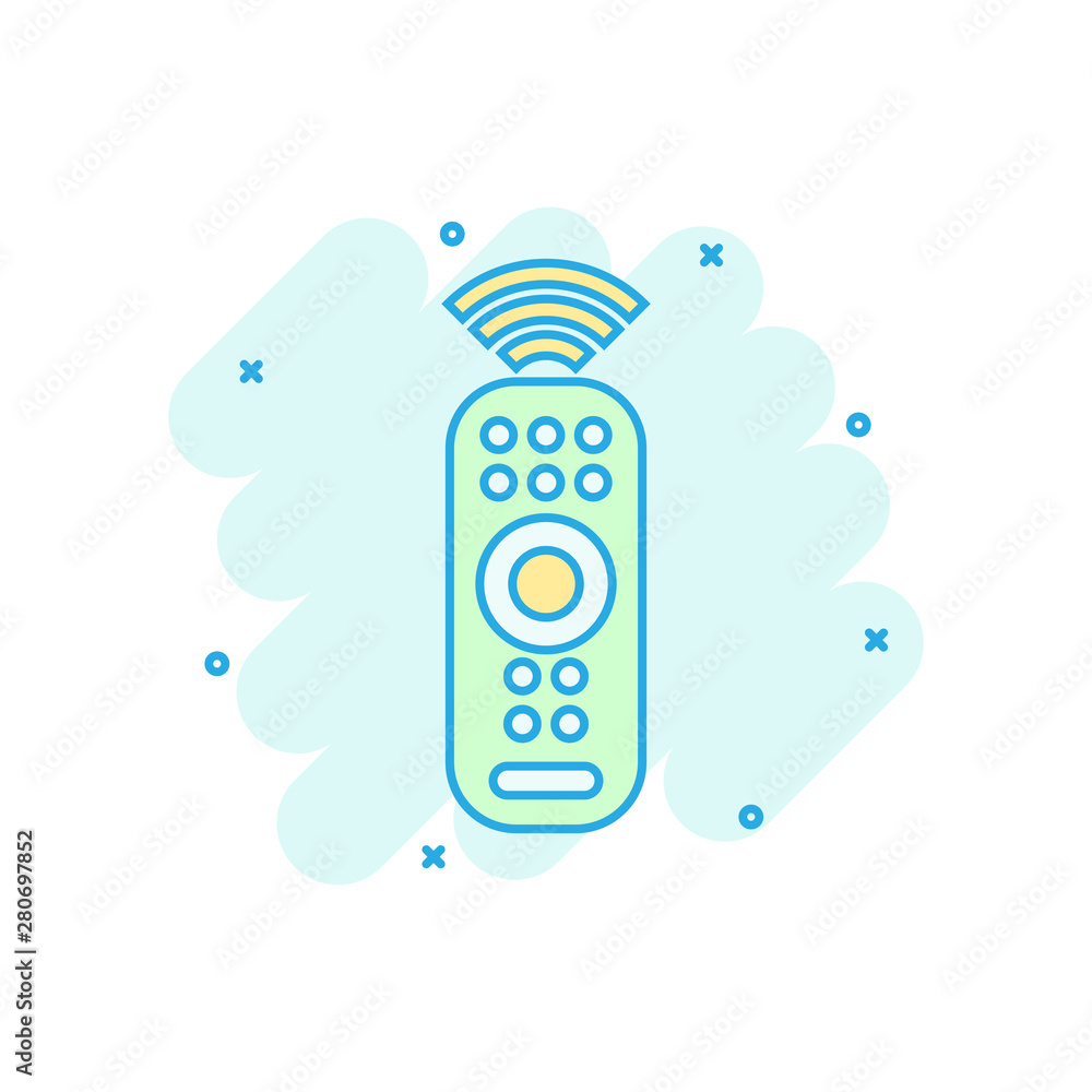 Remote control icon in comic style. Infrared controller vector cartoon ...