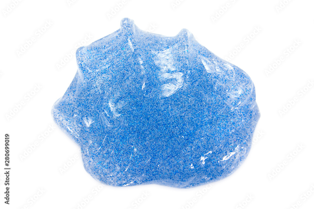 Lump of blue slime isolated on white background. Lumpish of blue slime ...